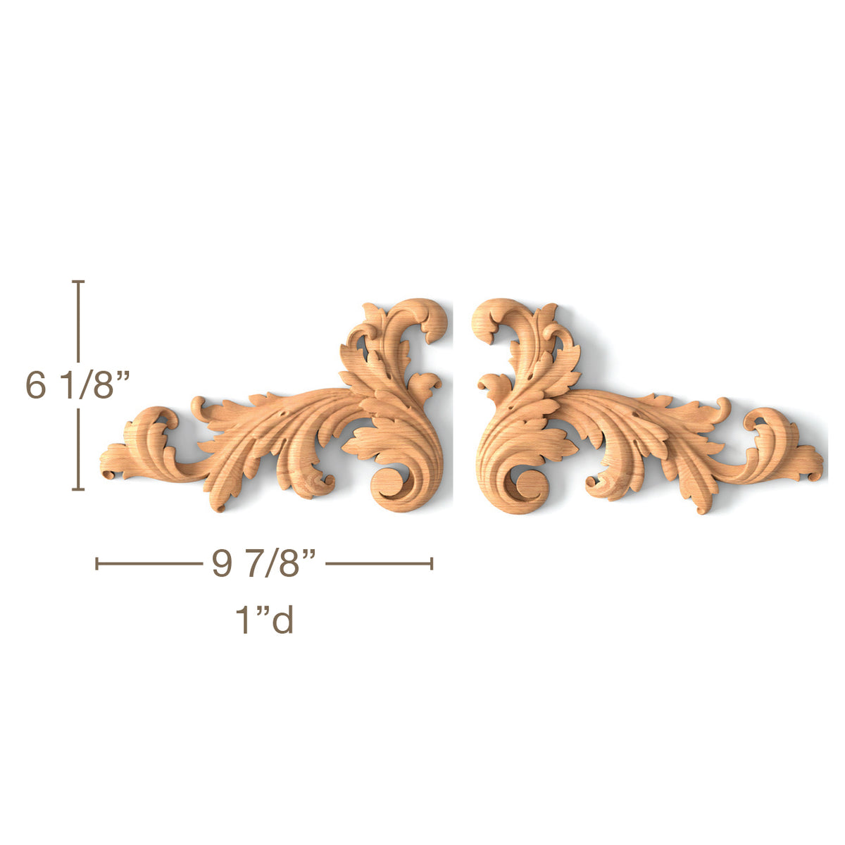 Robust Acanthus Scrolls, Left & Right Pair, 9 7/8"w x 6 1/8"h x 1"d ...