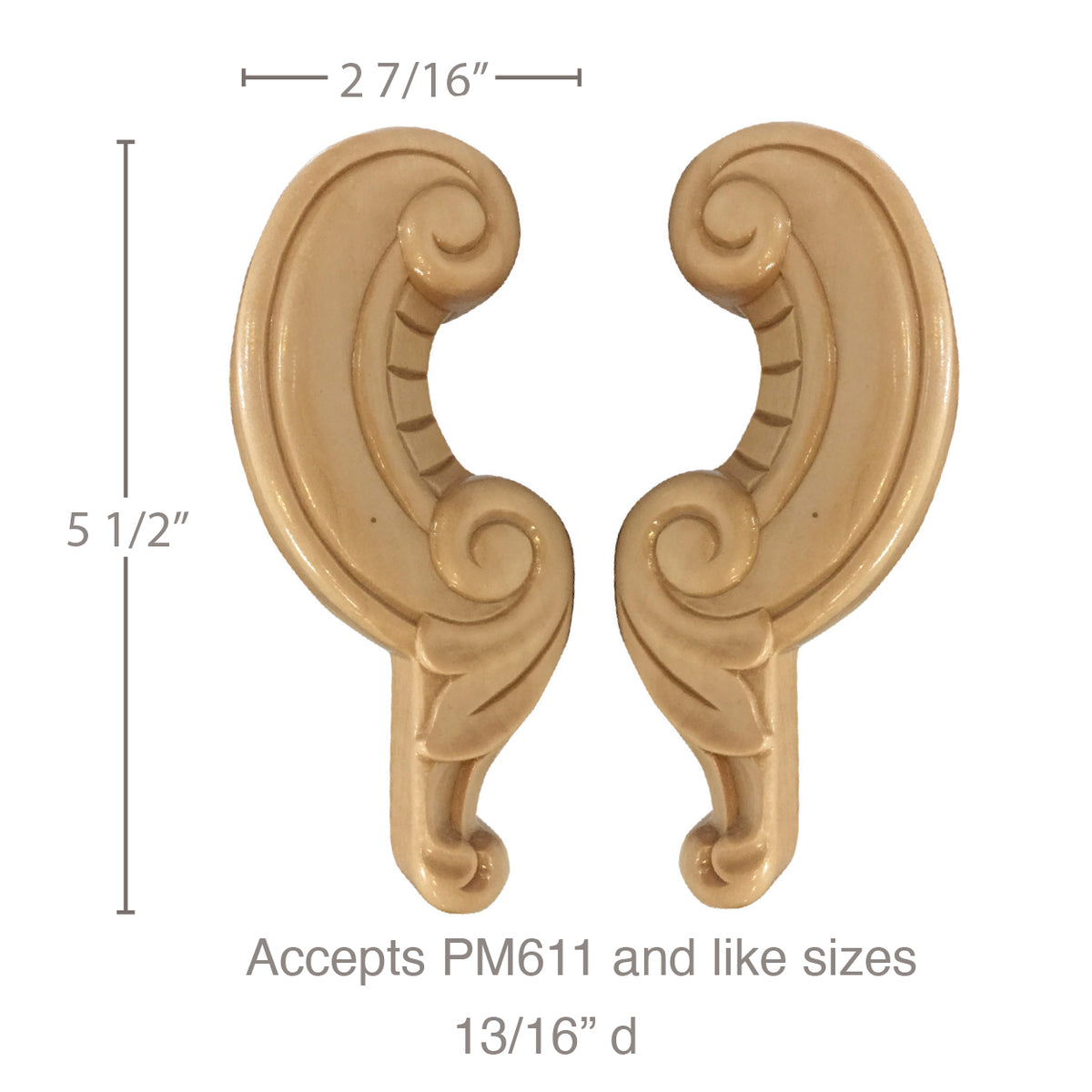 Clipped Corner, 2 7/16" x 5 1/2" x 13/16", 2 LR pairs, Ships: In 8 -12 ...