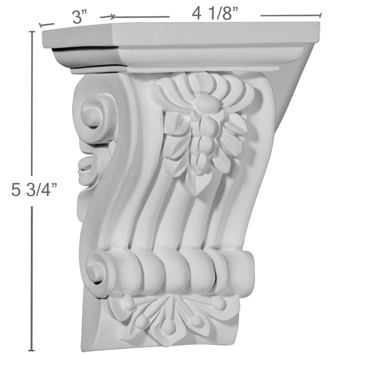 Fluted Leaf Corbel, 4 1/8"W x 3"D x 5 3/4"H — White River Hardwoods