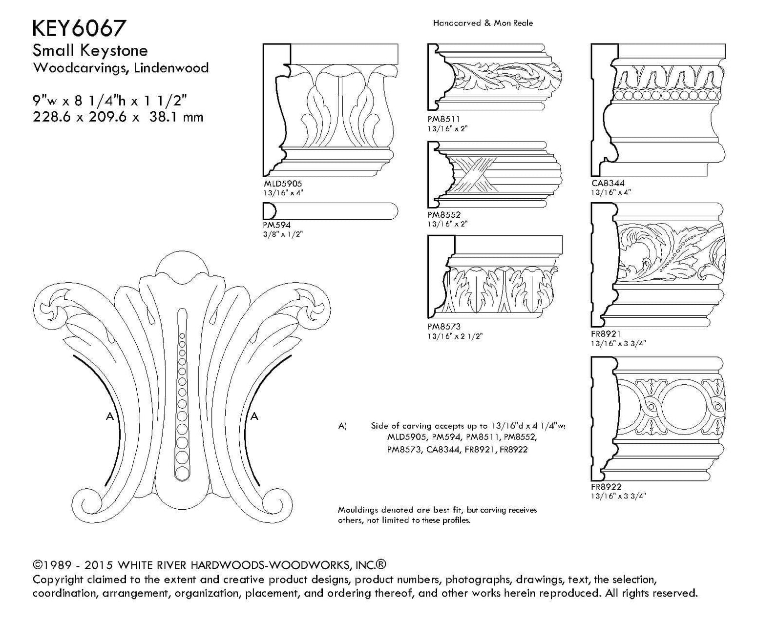 Small Keystone, 9"w x 8 1/4"h x 1 1/2"d — White River Hardwoods