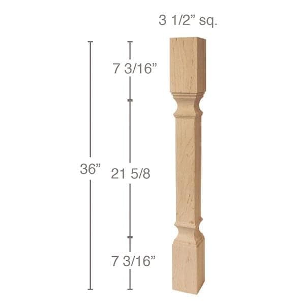 Metro Square Island Column 36"h Hardwood | White River Hardwoods