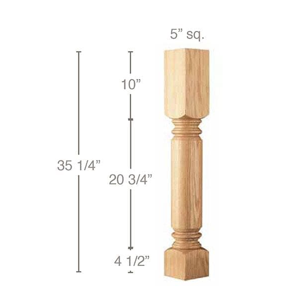 Traditional Classic Column, 5"sq. x 35 1/4"h — White River Hardwoods