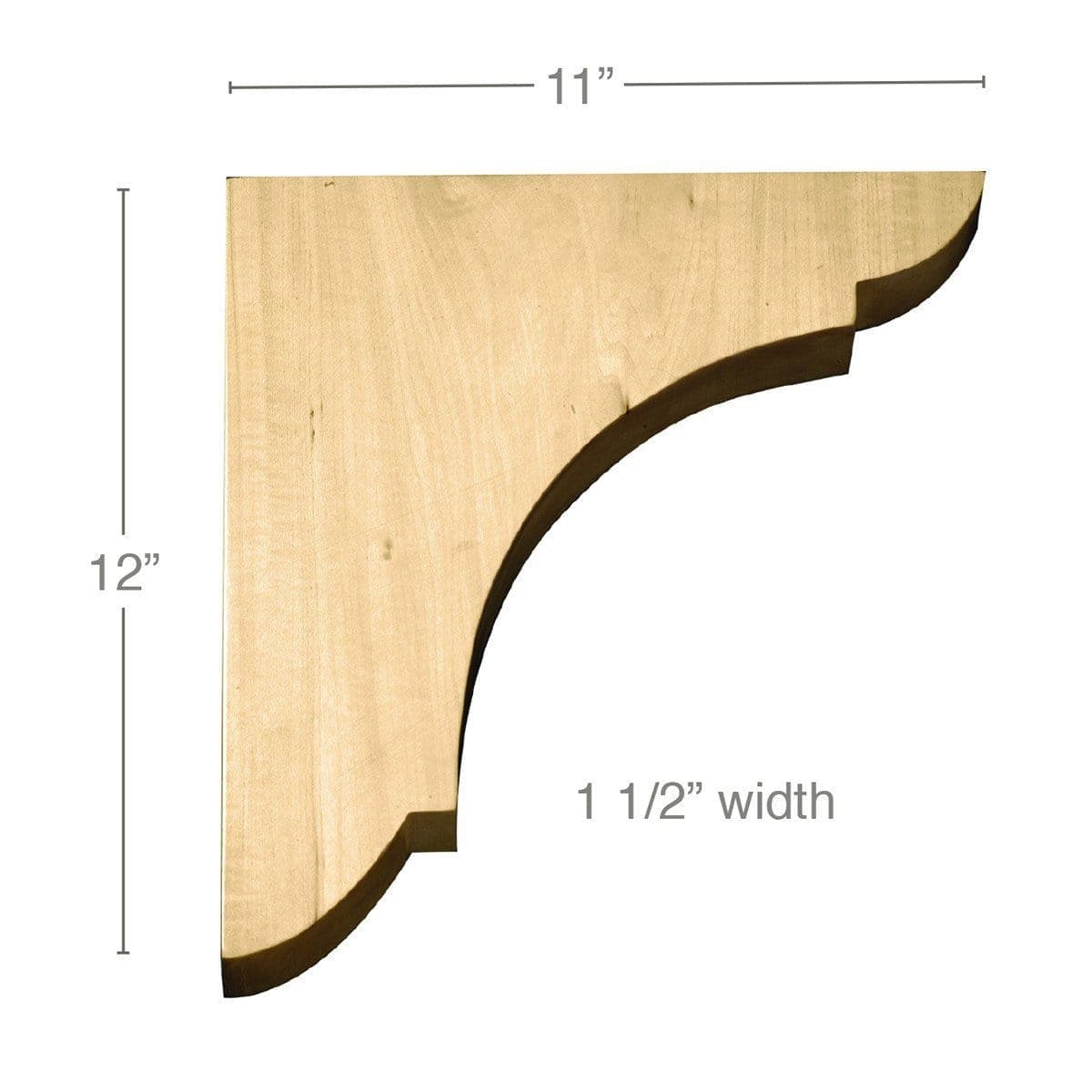 Large Wall Bracket, 1 1/2"w x 12"h x 11"d — White River Hardwoods