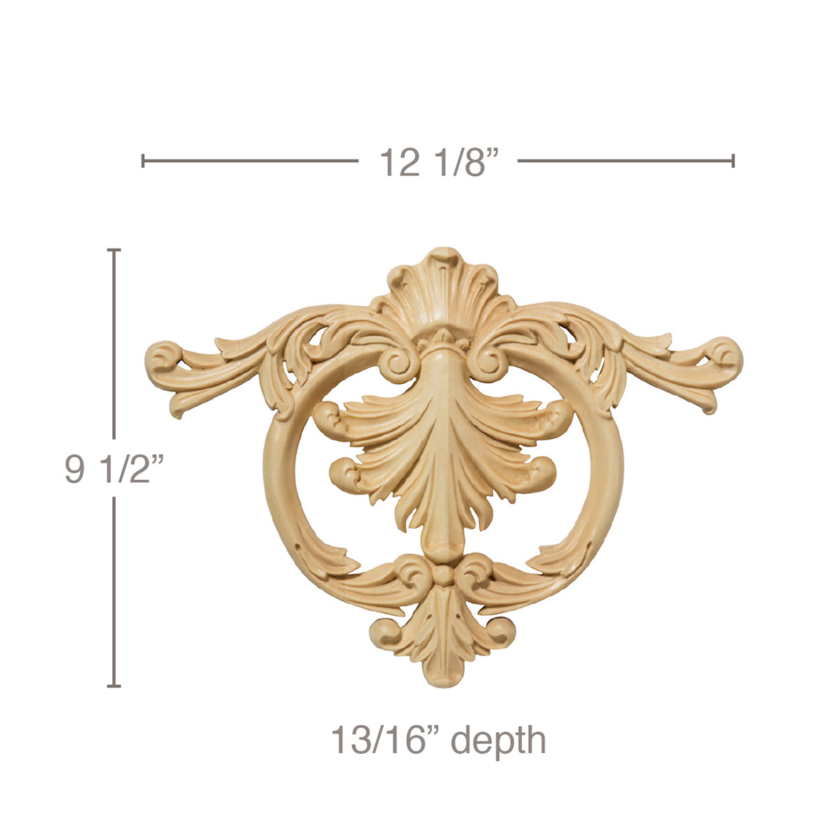 Small Panel Cartouche 12 1/8"w x 9 1/2"h x 13/16"d Hardwood | White Ri ...