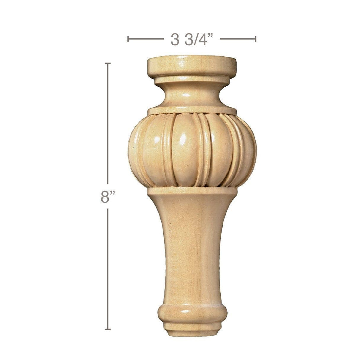 Split Tall Fluted Foot, 3 3/4" X, 1 Pair 8"h X 1 7/8"d Hardwood | Whit ...